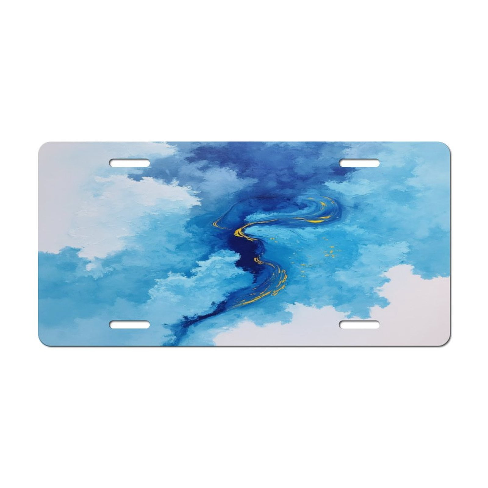 Blue Clouds with Golden Swirls License Plate Lightweight Aluminum ...