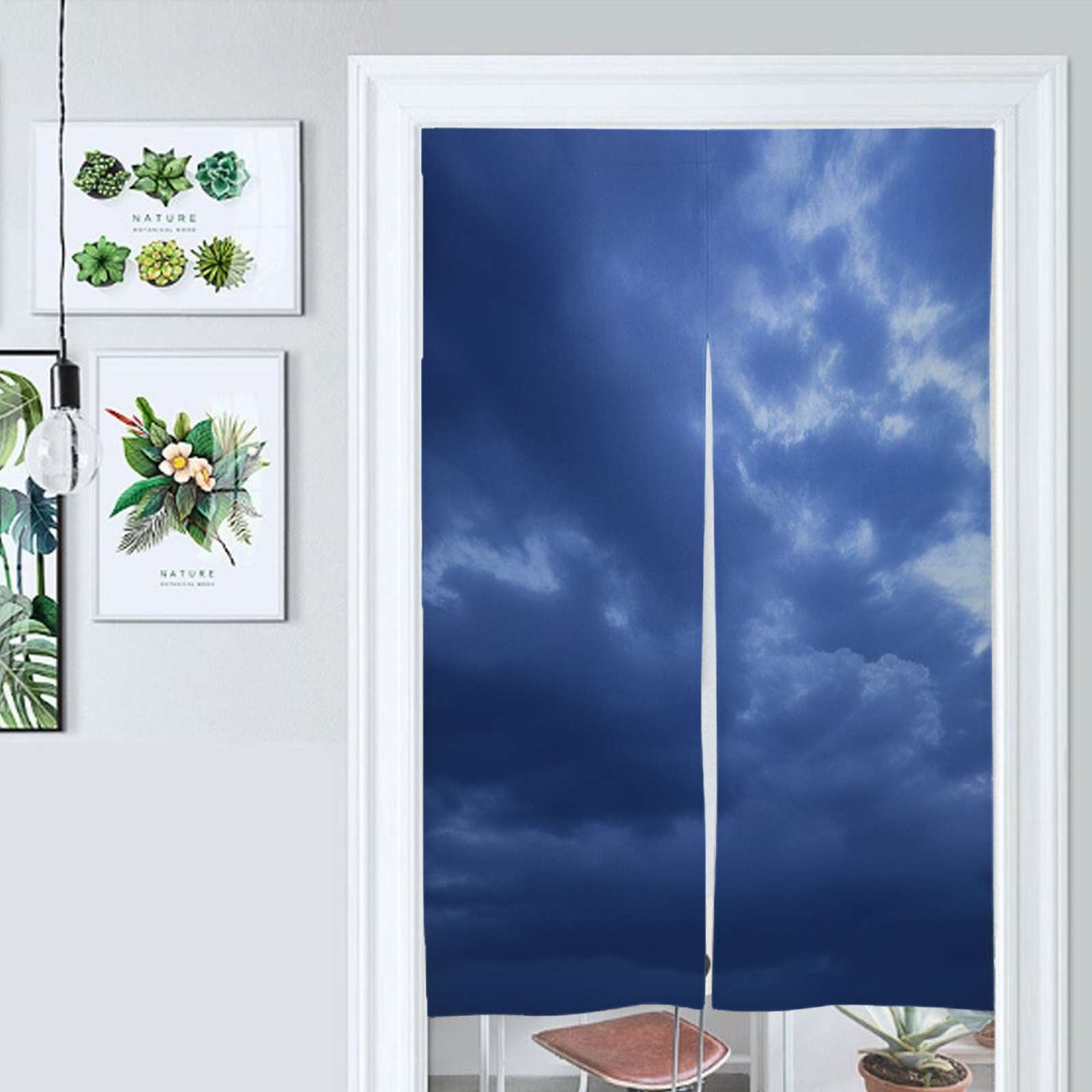 Blue Cloudy Sky Texture Door Curtain Nordic Living Room DoorCurtain ...