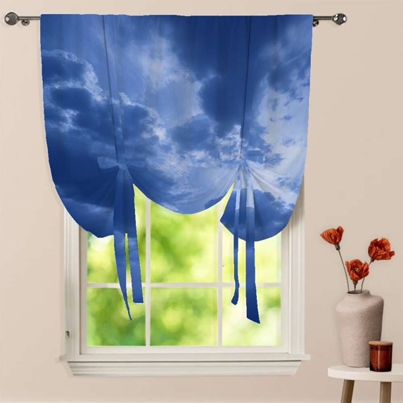Blue Cloudy Sky Texture Window Curtain for Living Room Roman Curtain ...