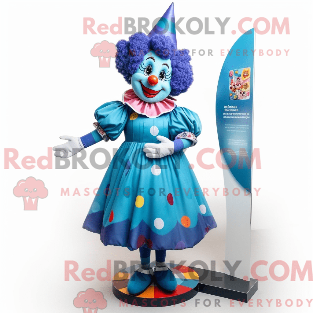 Blue Clown REDBROKOLY mascot costume character dressed with a A-Line ...