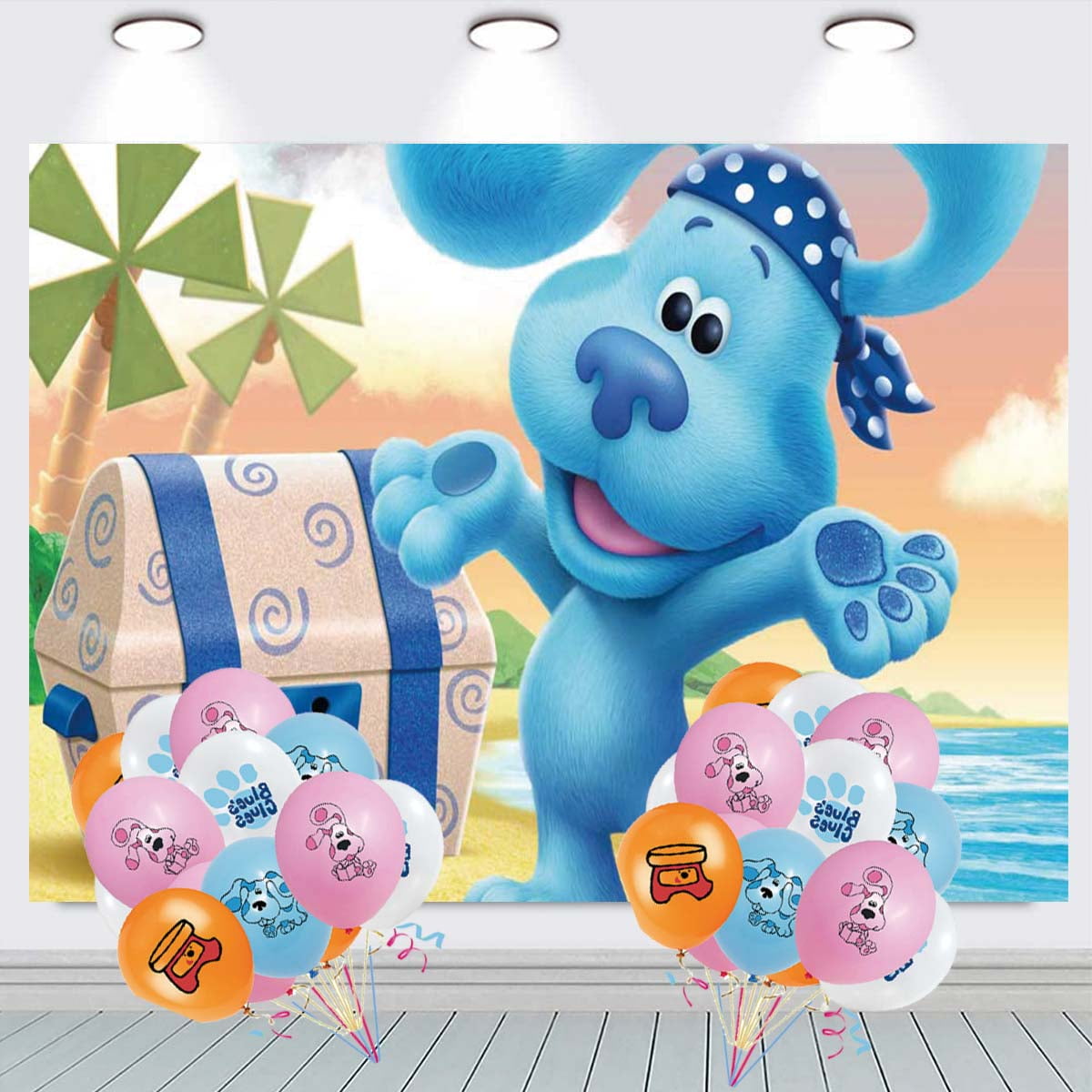 Blue Clues Banner Backdrop Background Birthday Balloons Party Supplies ...