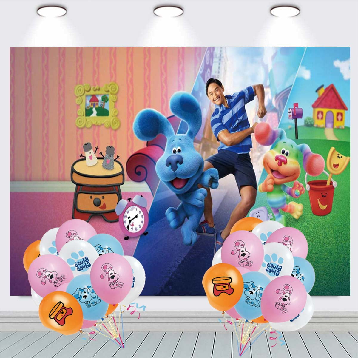 Blue Clues Party Decorations Backdrop Banner Balloons Taspestry Wall ...