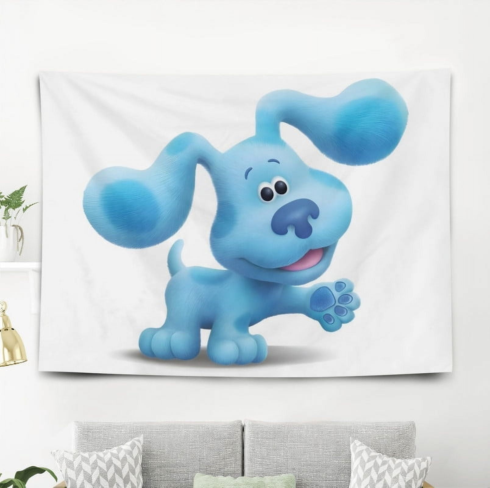Blue Clues pattern wall hanging 50*60 inches high-quality peach skin ...