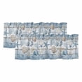 Blue Coastal 2 Panels Kitchen Valance, Summer Starfish Shell Coral ...
