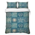 Blue Coastal 3 Piece Quilt Bedding Set with 2 Pillow Shams, Summer ...