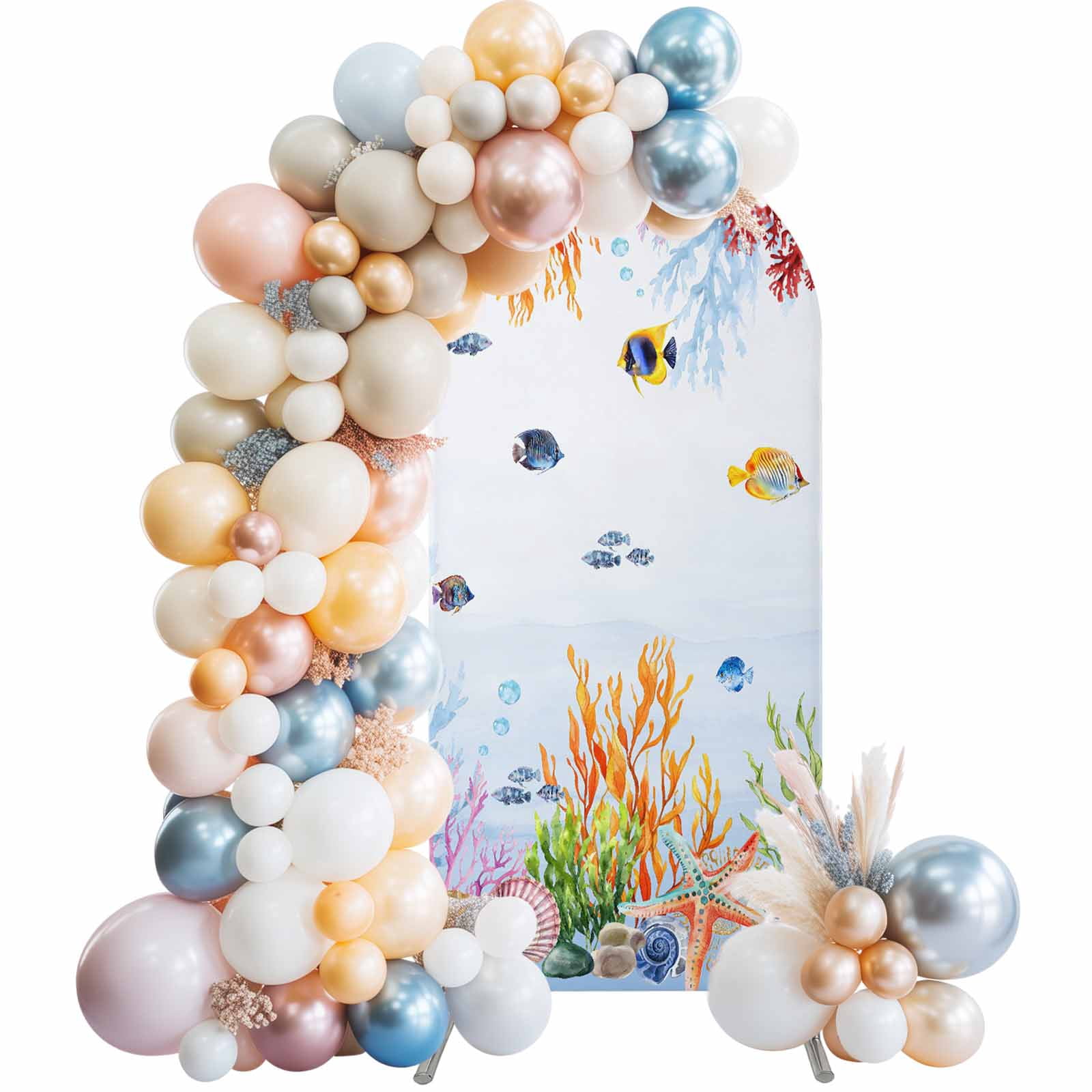 Blue Coastal Arch Backdrop Cover 6.6x3.3 Ft, Spandex Wedding Arch Stand ...