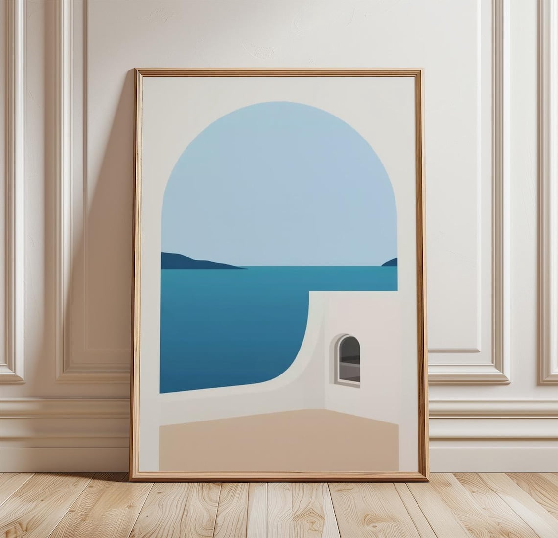 Blue Coastal Arch Mediterranean Poster, Unframed Paper Poster 24x36in ...