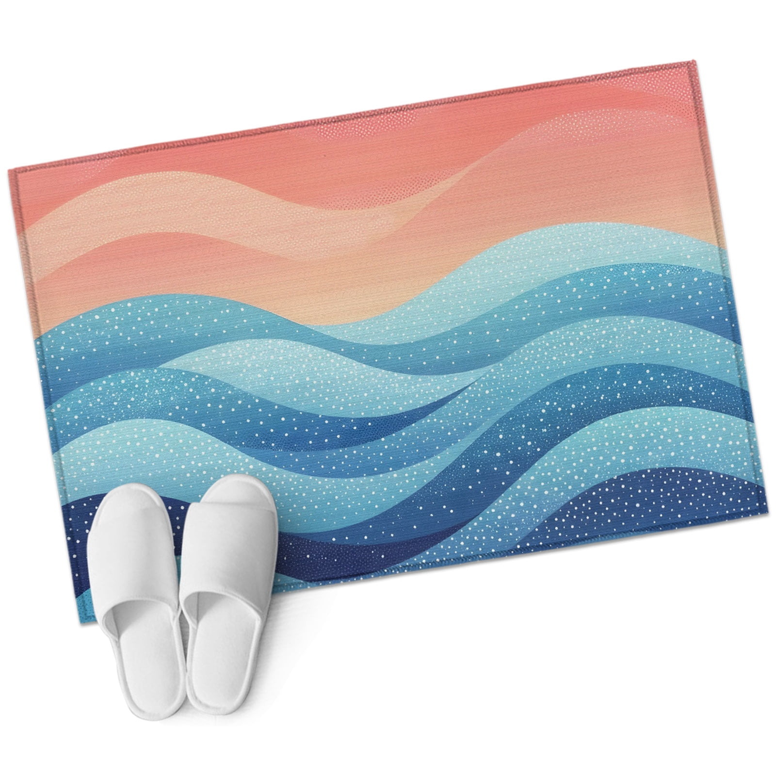Blue Coastal Bathroom Rug Washable 2x3 Entryway Rug Non Slip Summer ...