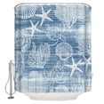 Blue Coastal Bathroom Shower Curtains with 12 Hooks Waterproof Shower ...