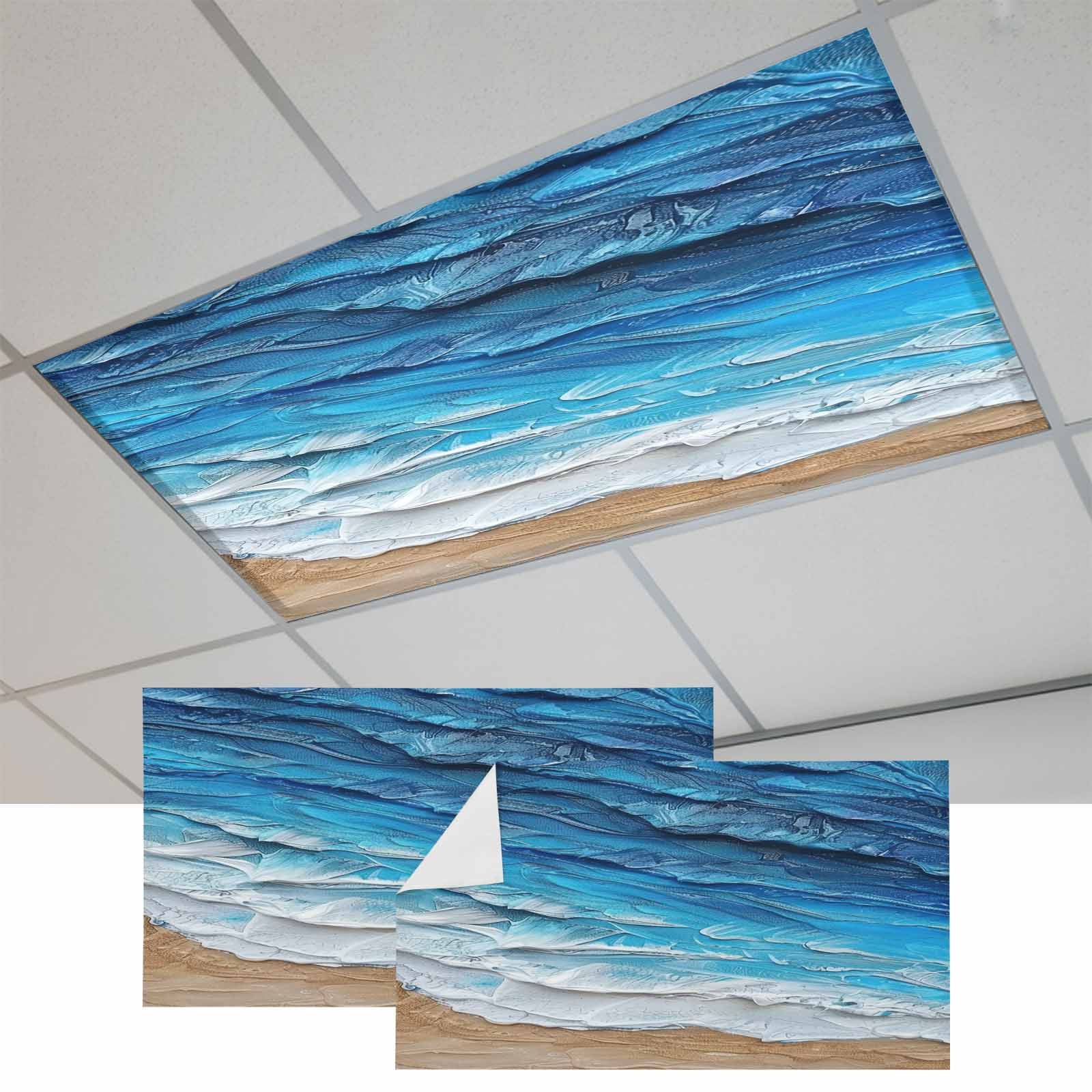 Blue Coastal Beach Fluorescent Light Covers, Summer Nautical Oil ...