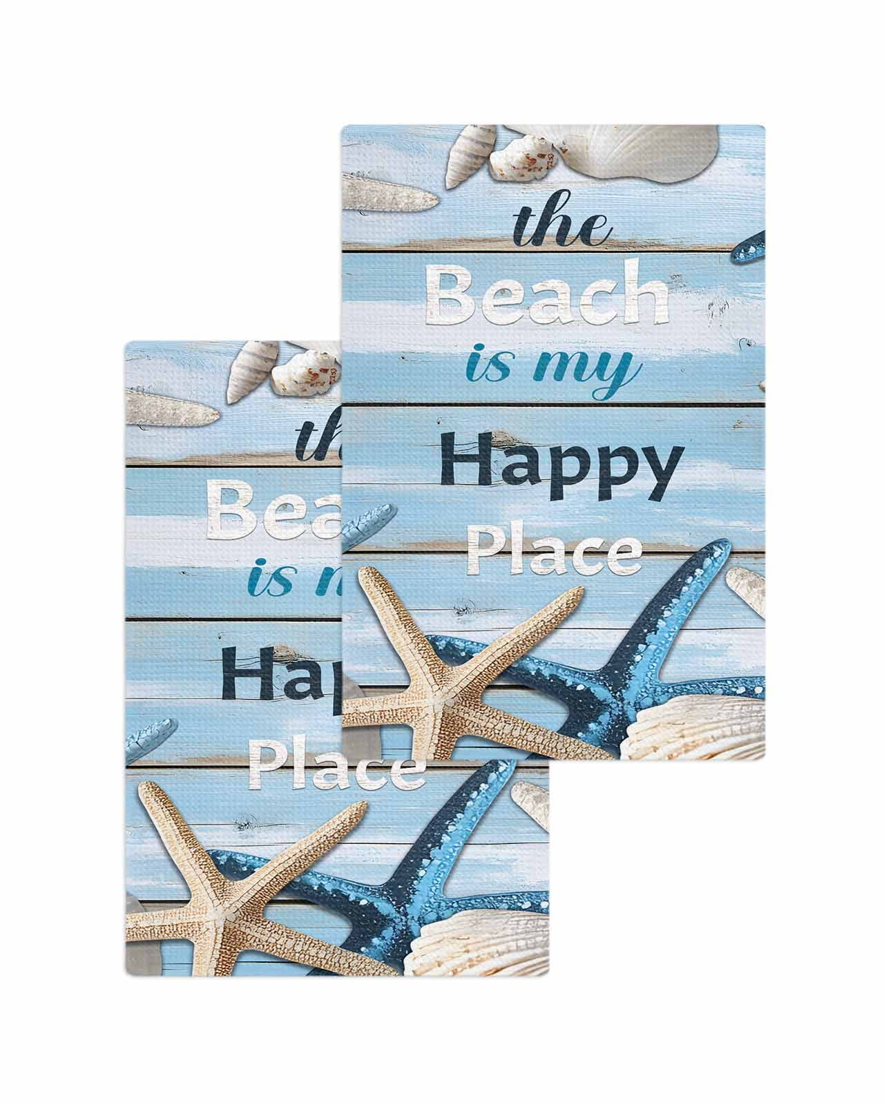 Blue Coastal Beach Kitchen Dish Towels for Drying Dishes Set of 2 ...