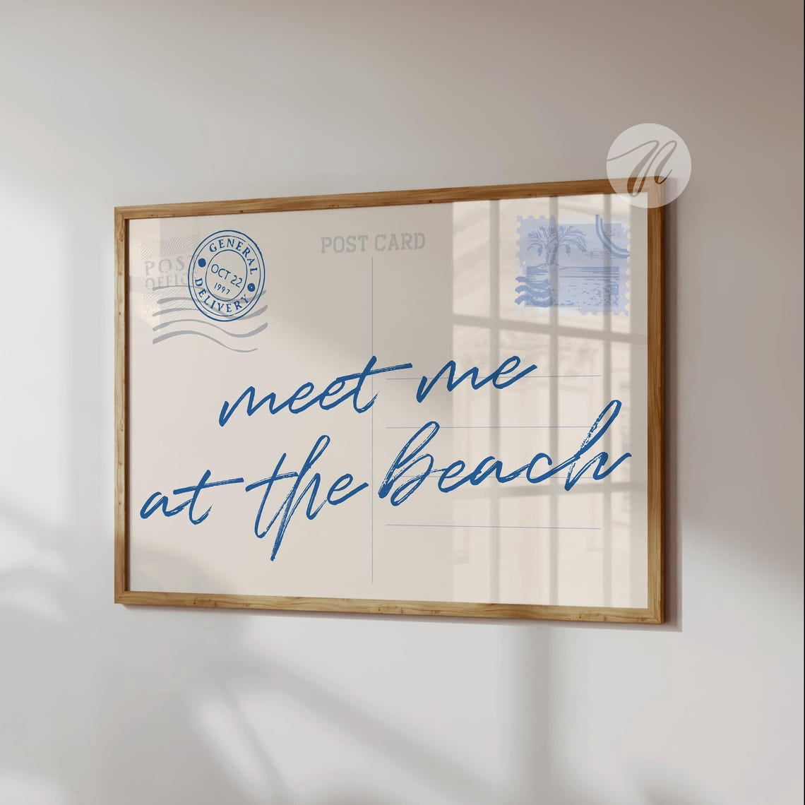 Blue Coastal Beach Postcard Wall Art Typography Decor Unframed Paper ...