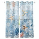 Blue Coastal Blackout Curtains 72 Inches Long, Starfish Coral Summer ...
