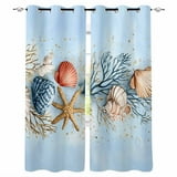 Blue Coastal Blackout Curtains 84 Inches Long, Summer Nautical Beach ...