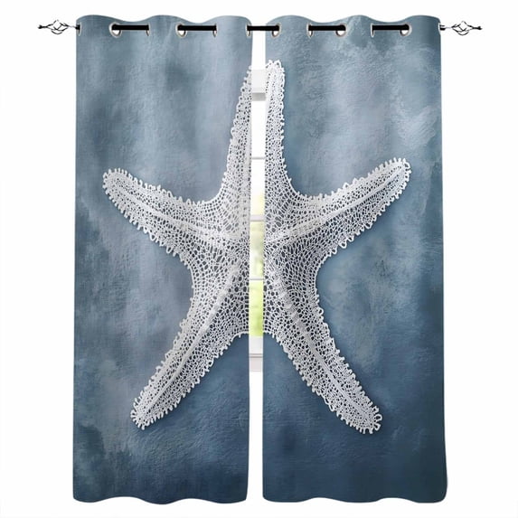 Blue Coastal Blackout Curtains for Bedroom/Living Room, Thermal ...