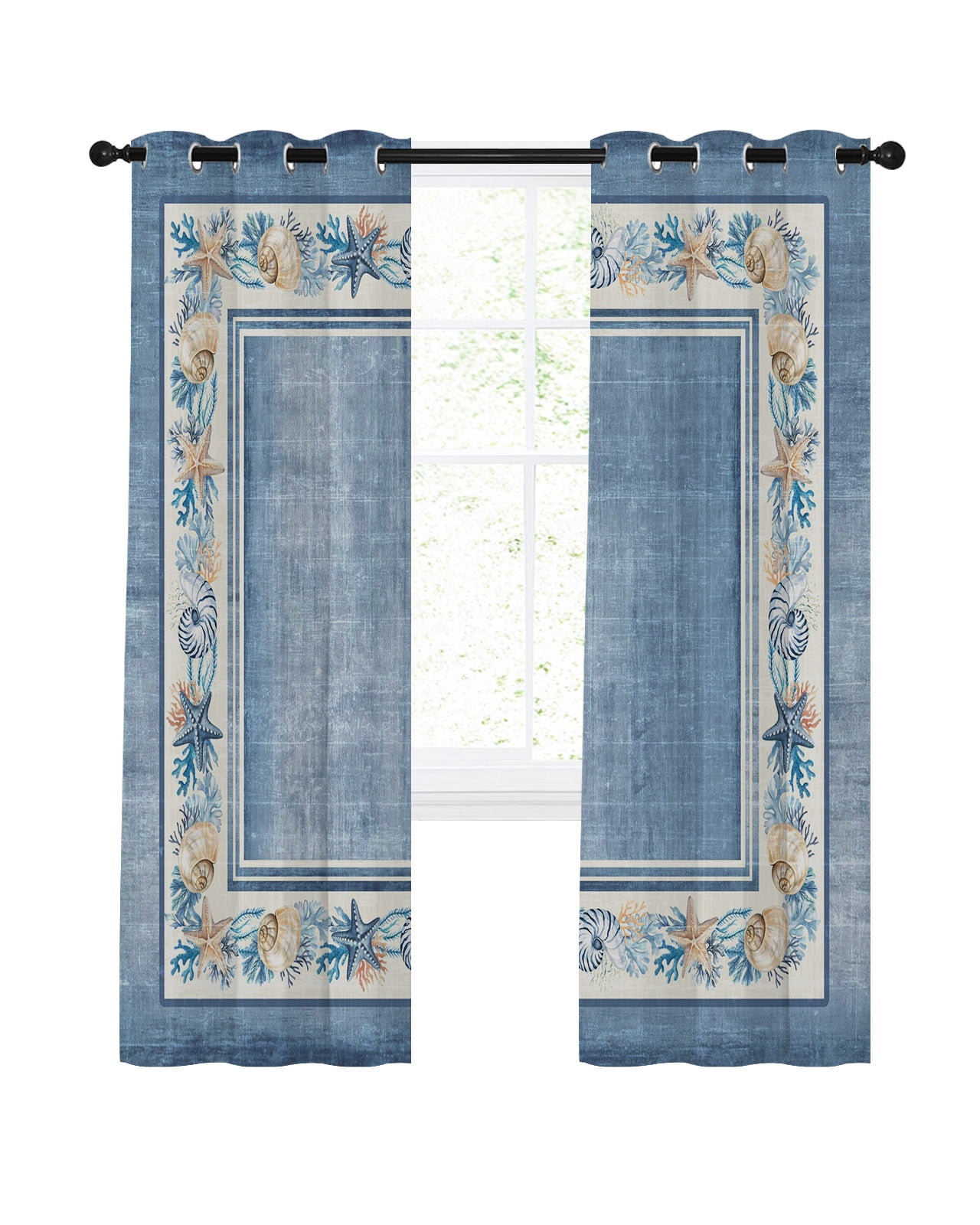 Blue Coastal Blackout Curtains for Bedroom Living Room, Vintage Beach ...