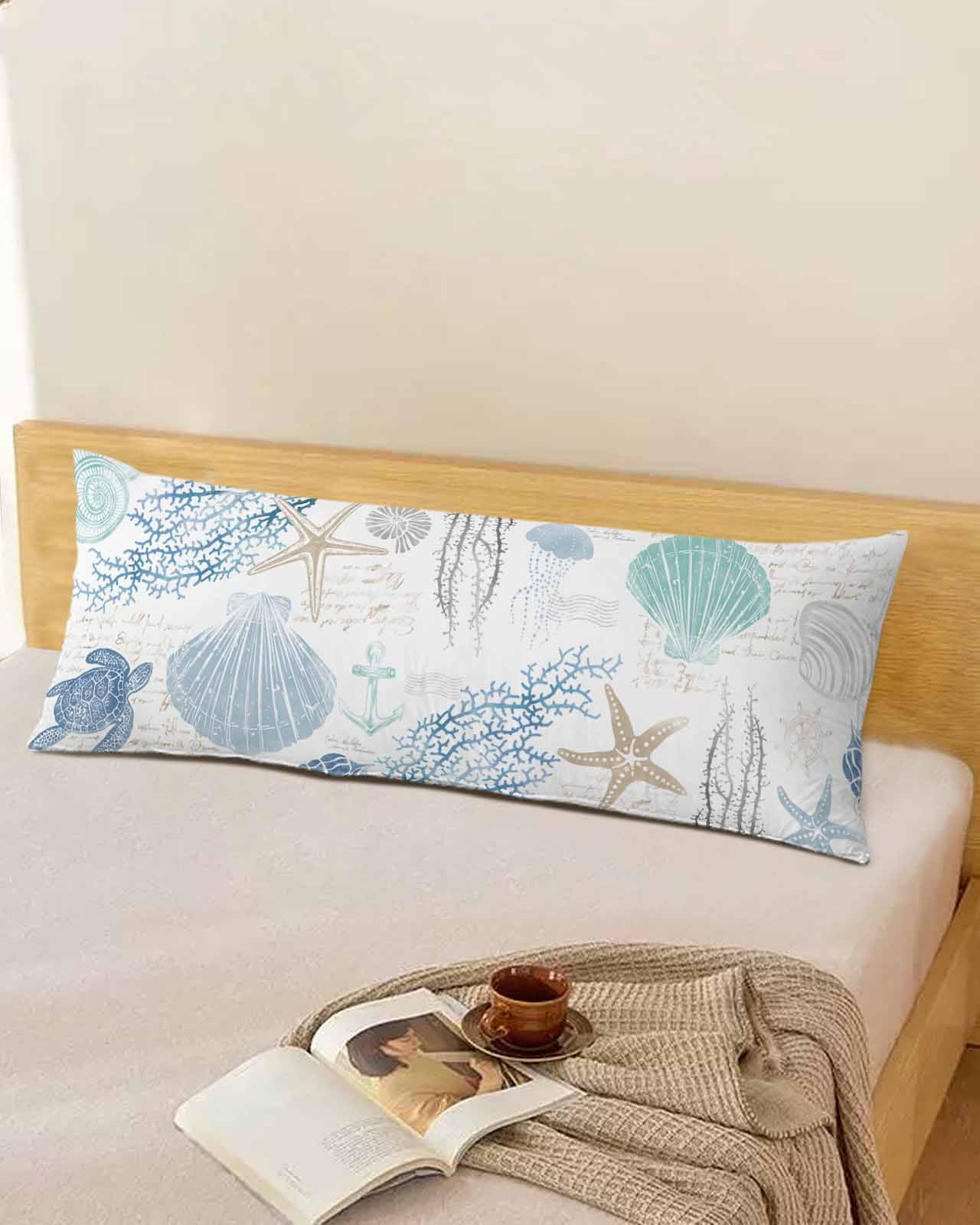 Blue Coastal Body Throw Pillow Cover Case, Couch Sofa Bed Pillowcase ...