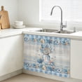 Blue Coastal Cabinet Curtains for Kitchen 11"W x 13"L, Summer Beach ...