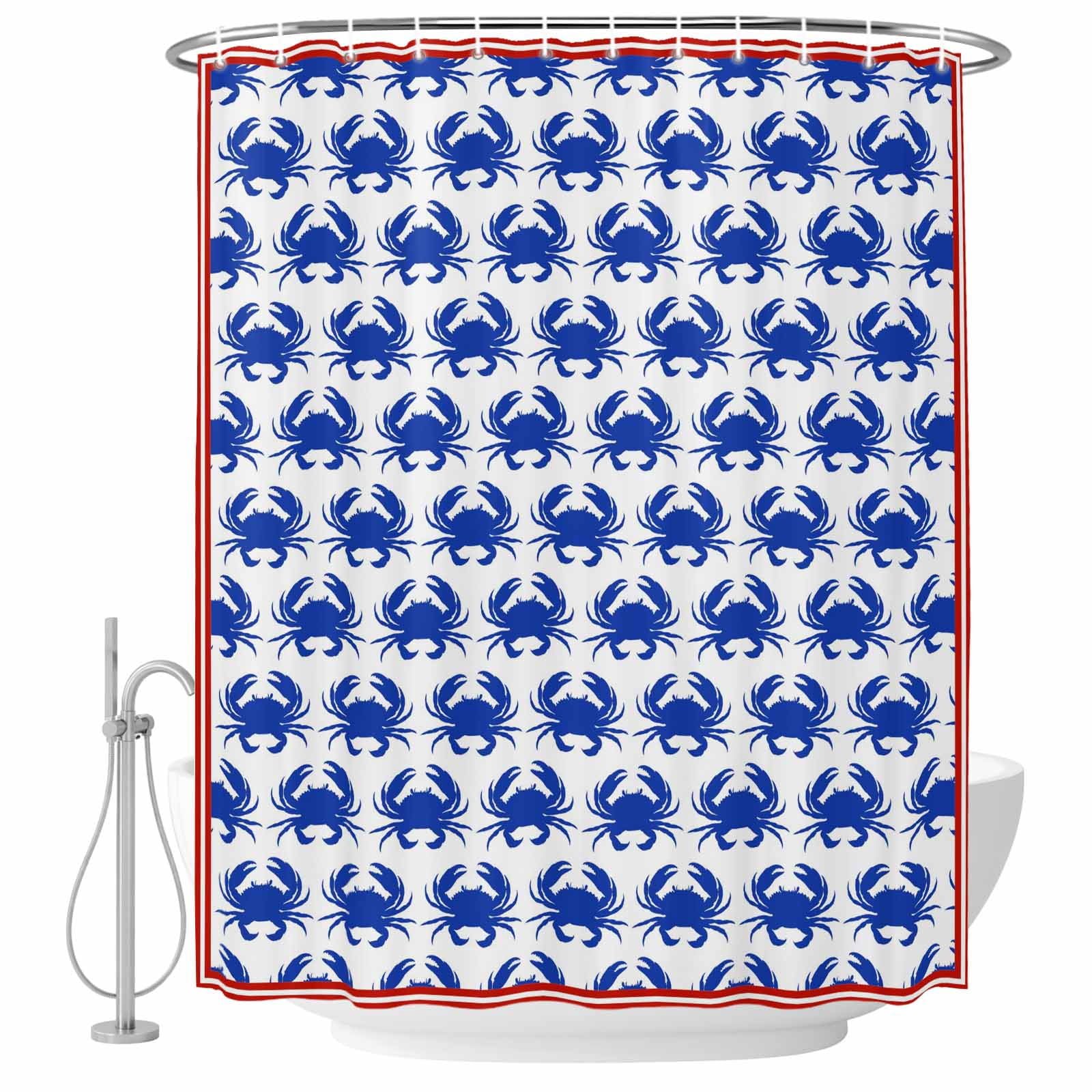 Blue Coastal Carb Shower Curtain Set - Small 36" x 72" Washable Bathtub ...