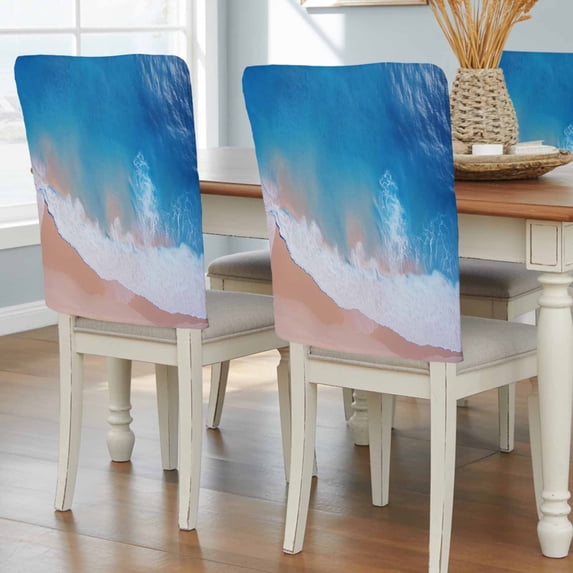 Blue Coastal Chair Back Covers, Summer Beach Seaside Ocean Nautical ...