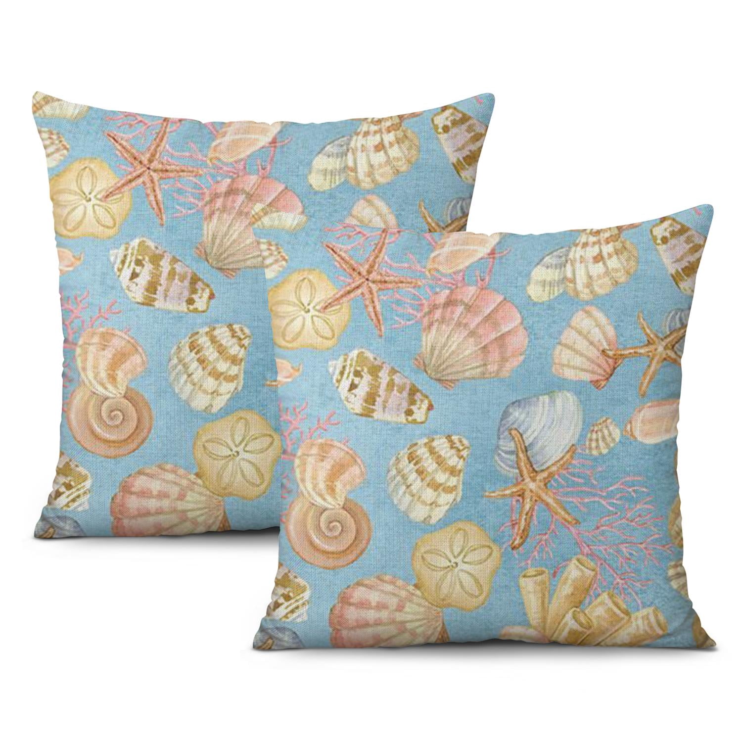 Blue Coastal Charm: Set of 2 Nautical 16x16 inch Pillow Covers - Ocean ...