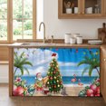 Blue Coastal Christmas Sink Skirt Curtain 32''x55'', Summer Beach Xmas ...