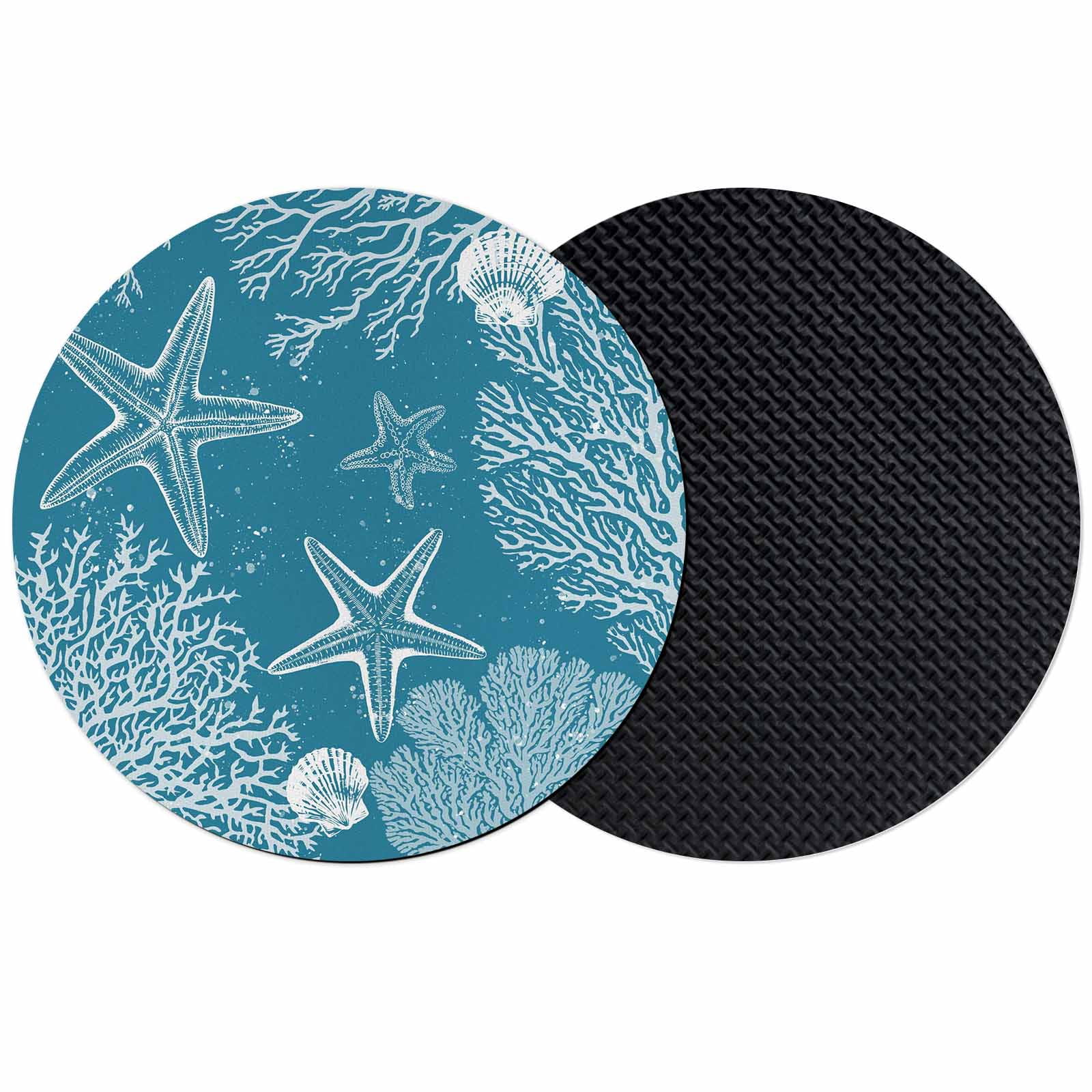 Blue Coastal Coasters Set of 2, Absorbent Coasters for Drinks, Starfish ...