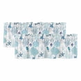 Blue Coastal Coral Valances for Windows, Decorative Rod Pocket Window ...