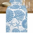 Blue Coastal Cotton Linen Rectangle Table Runners 13"x60", Beach ...
