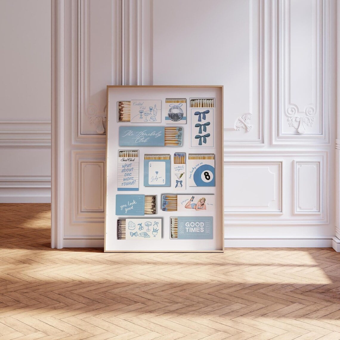 Blue Coastal Cowgirl Matchbox Art Print Trendy Matches Print, Vintage ...