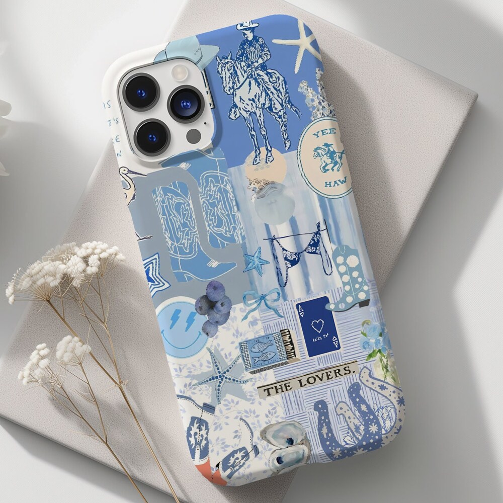Blue Coastal Cowgirl Western Coquette Bachelorette Case with iPhone 11 ...