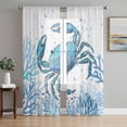 Blue Coastal Crab Sheer Curtains for Living Room Bedroom Summer Ocean ...
