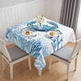 Blue Coastal Crab Table Cloth Waterproof Tablecloths, Summer Ocean ...