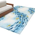 Blue Coastal Fish Area Rug 3x5 Washable Rug Non Slip Watercolor Ocean ...