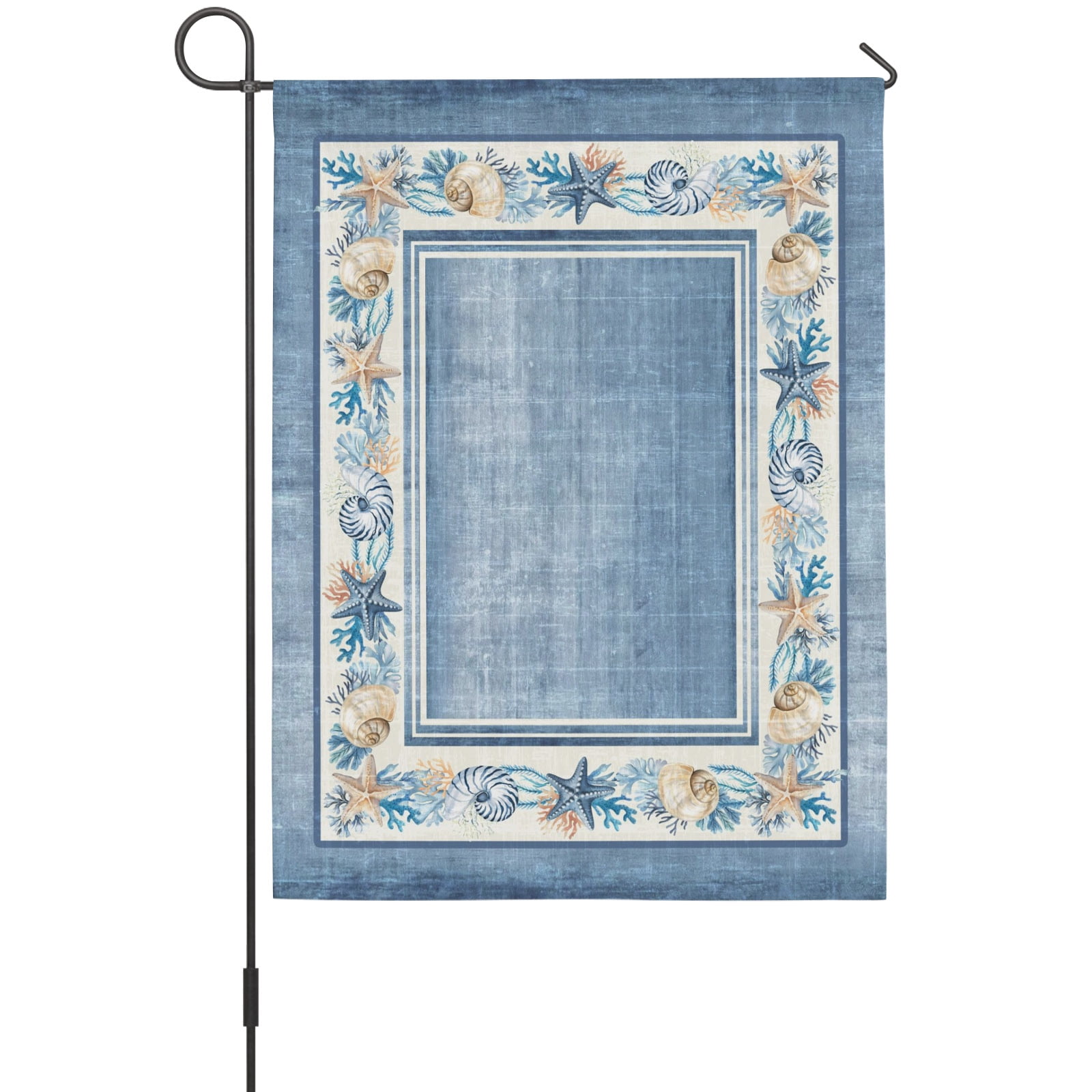 Blue Coastal Garden Flags For Outdoor, Vintage Beach Starfish Shell ...
