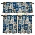 Blue Coastal Kitchen Curtains Set for Windows, Summer Ocean Shell Crab ...