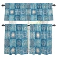 Blue Coastal Kitchen Curtains Set for Windows, Summer Ocean Waves Shell ...