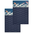 Blue Coastal Kitchen Dish Towels for Drying Dishes Set of 2, Japanese ...