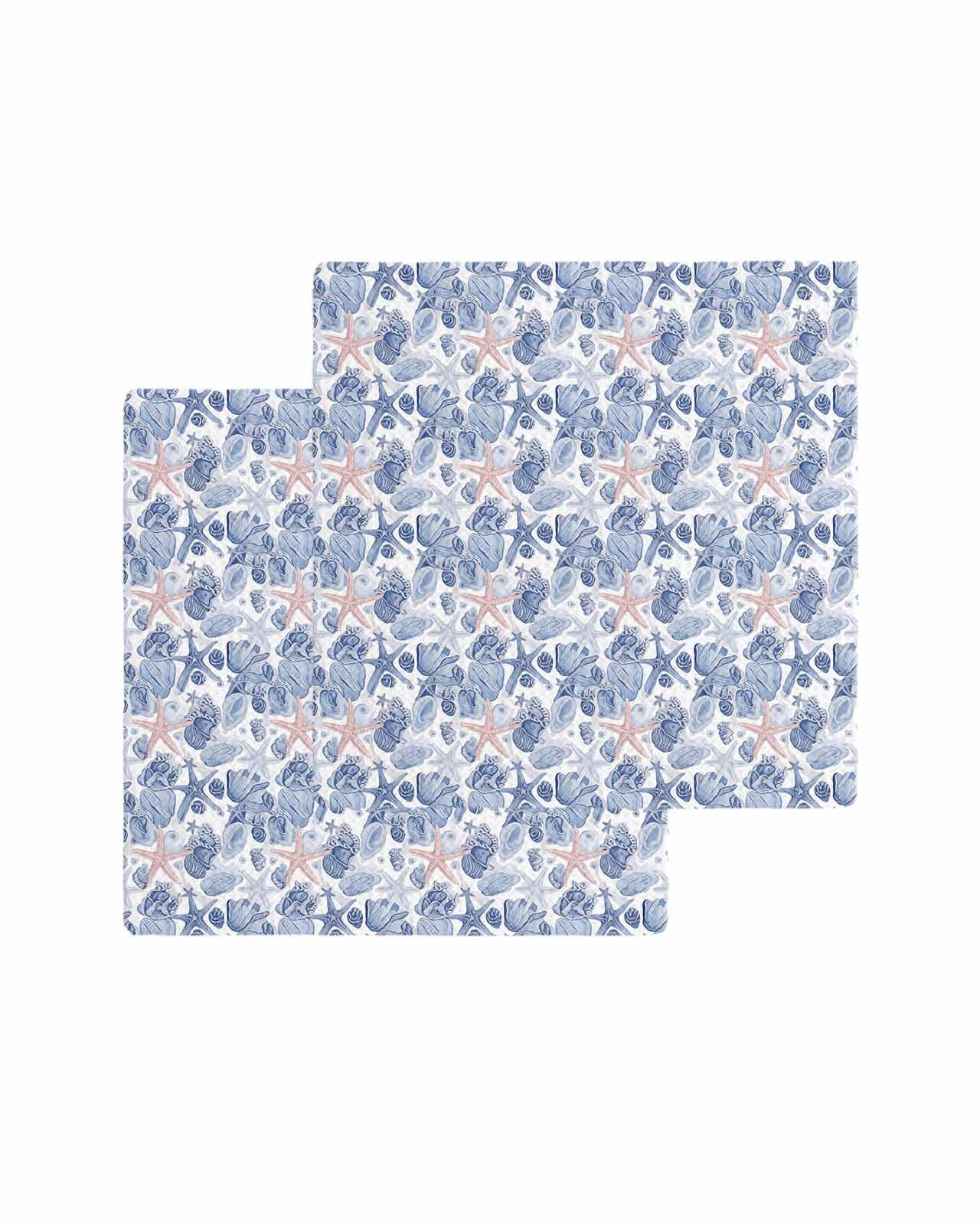 Blue Coastal Kitchen Dish Towels for Drying Dishes Set of 2, Starfish Ocean Shell Vintage Conch ...