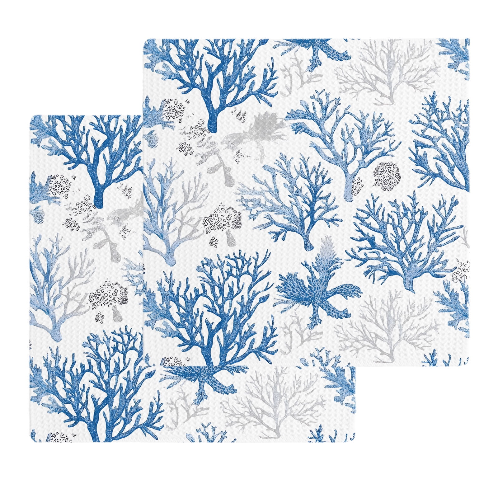 Blue Coastal Kitchen Dish Towels for Drying Dishes Set of 2, Summer ...