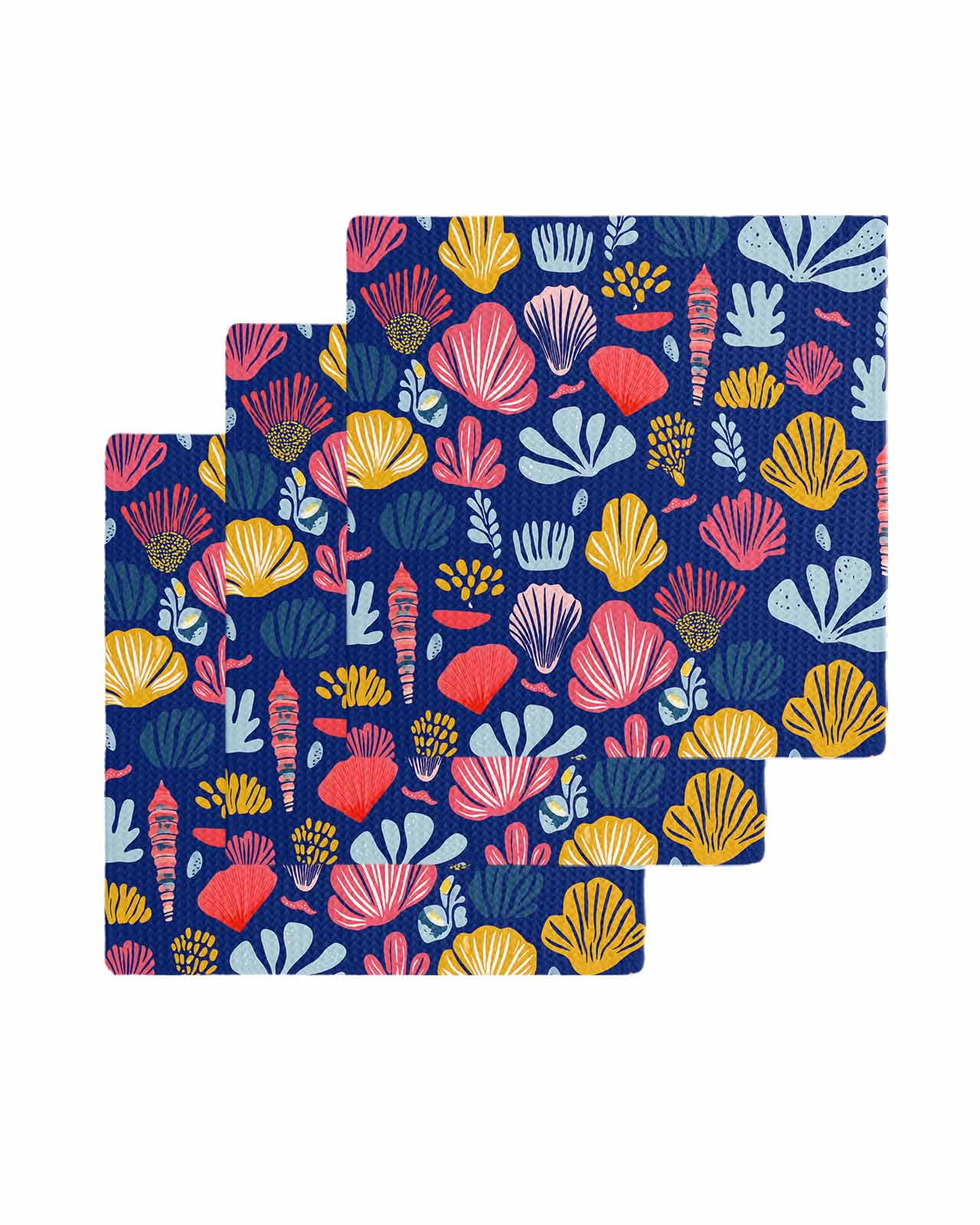 Blue Coastal Kitchen Dish Towels for Drying Dishes Set of 3, Watercolor ...