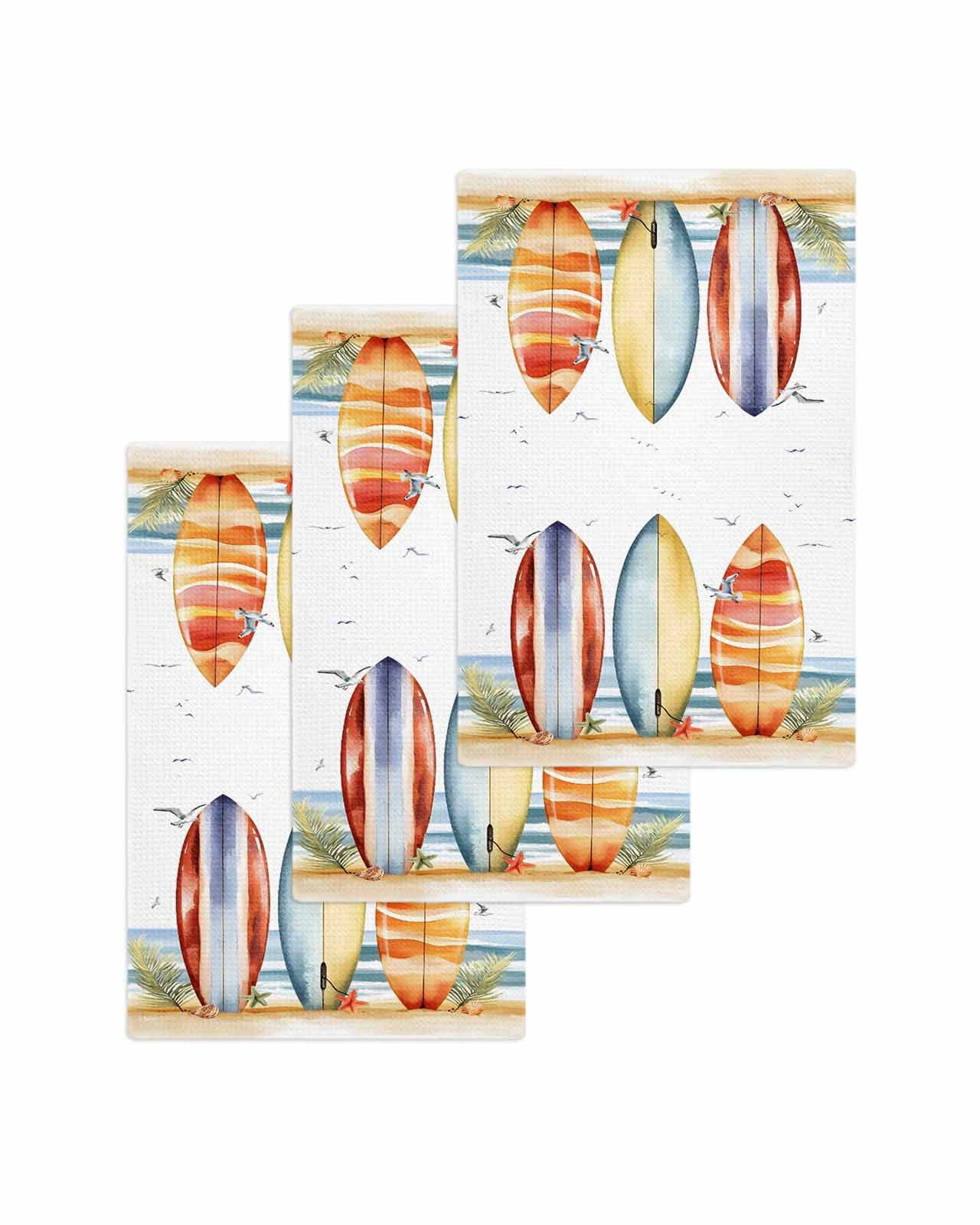 Blue Coastal Kitchen Dish Towels for Drying Dishes Set of 3, White ...