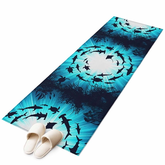 Blue Coastal Kitchen Runner Rug 2x6 Washable Runners for Hallway Non ...