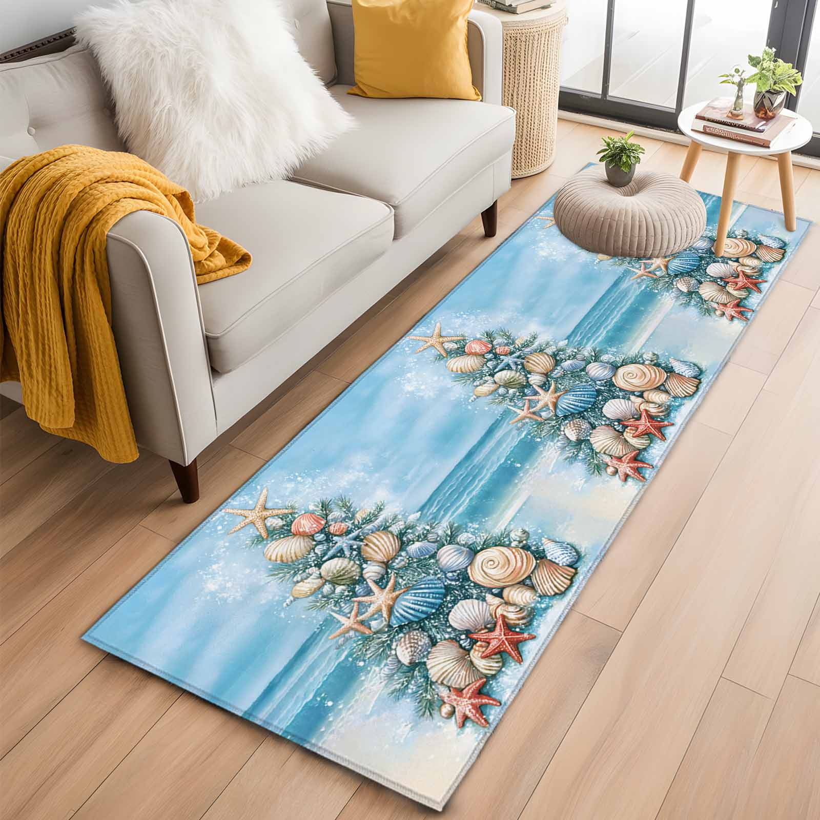 Blue Coastal Kitchen Runner Rug 2x6 Washable Runners for Hallway Non ...