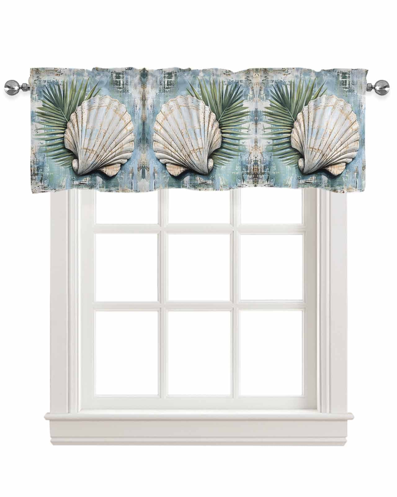 Blue Coastal Kitchen Valances for Windows Farmhouse Linen Window ...