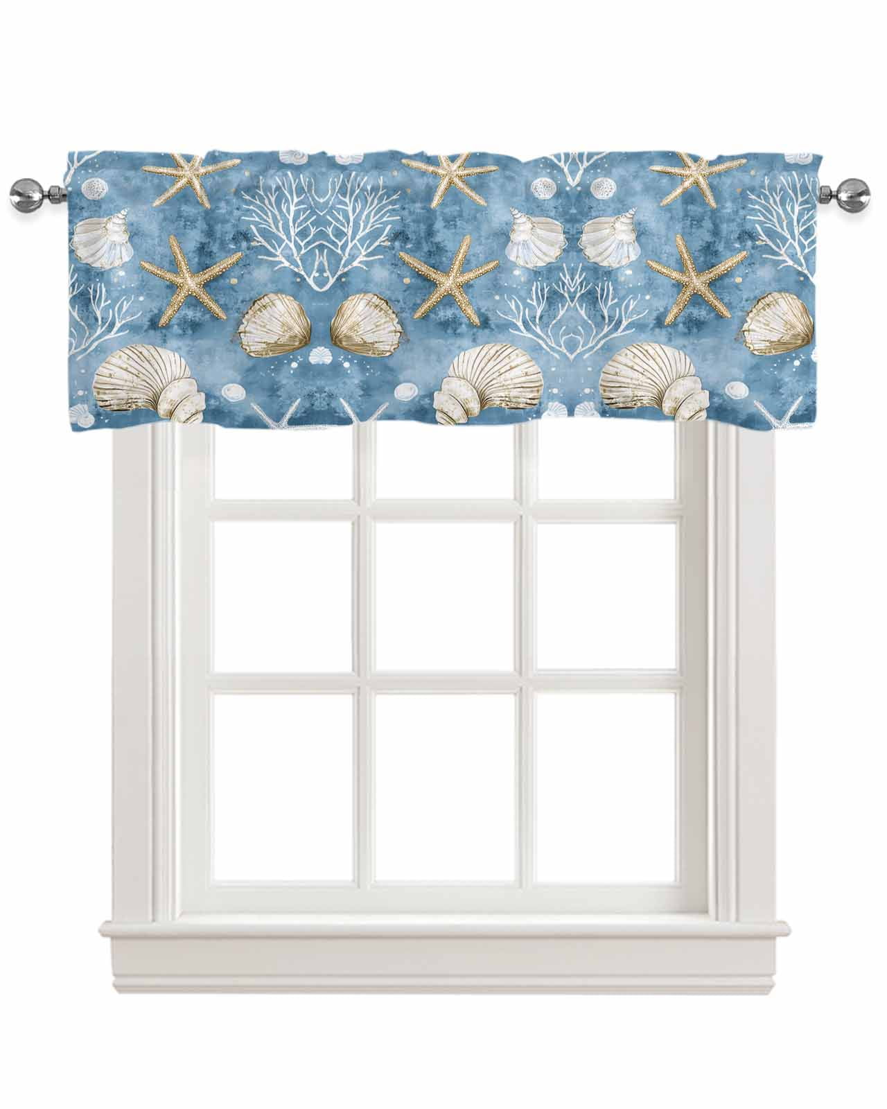 Blue Coastal Kitchen Valances for Windows Farmhouse Linen Window ...