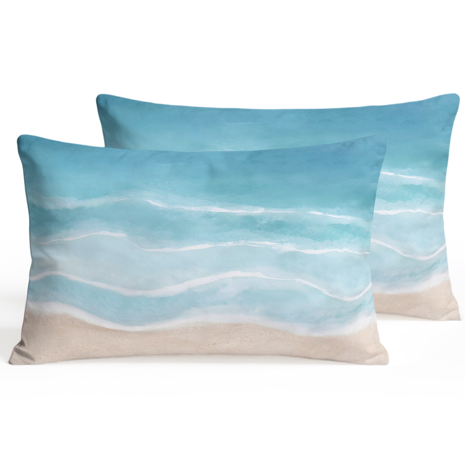 Blue Coastal Lumbar Pillow Covers 12 x 20 Inch Pillow Covers Set of 2 ...