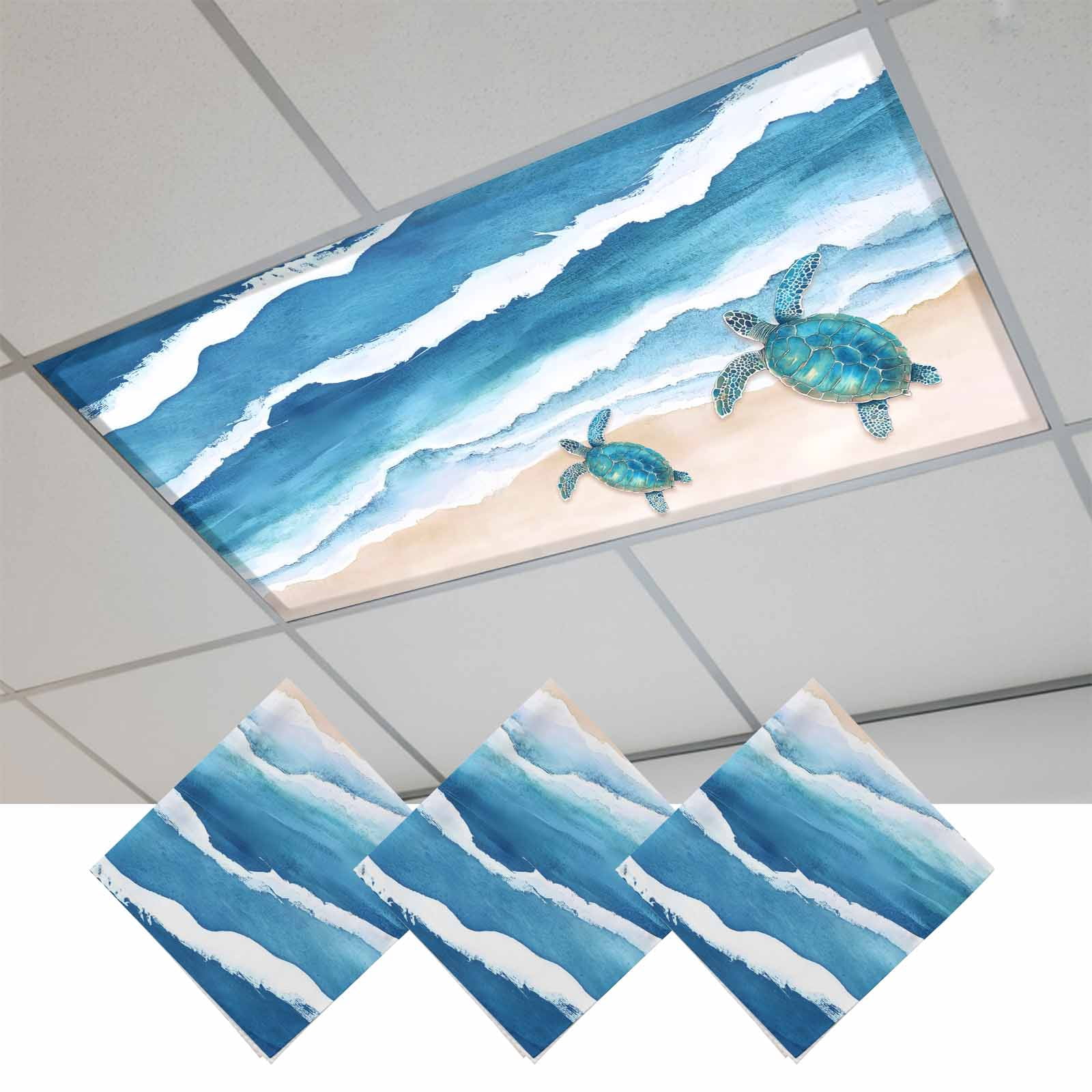Blue Coastal Magnetic Fluorescent Light Covers for Ceiling Lights 2x4Ft ...