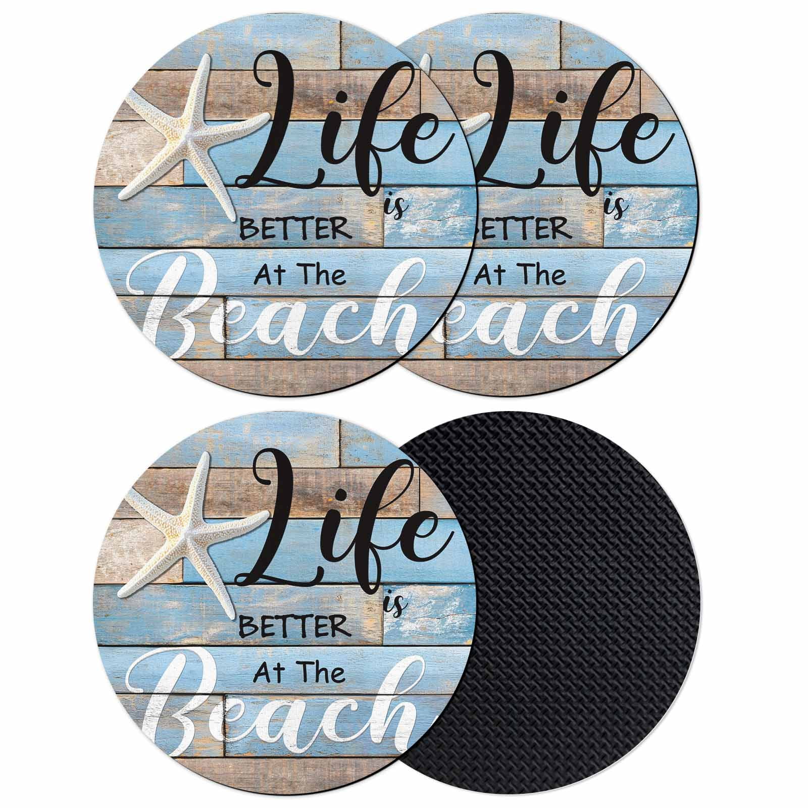 Blue Coastal Nautical Coasters for Drinks,Absorbent Non Slip Rubber ...