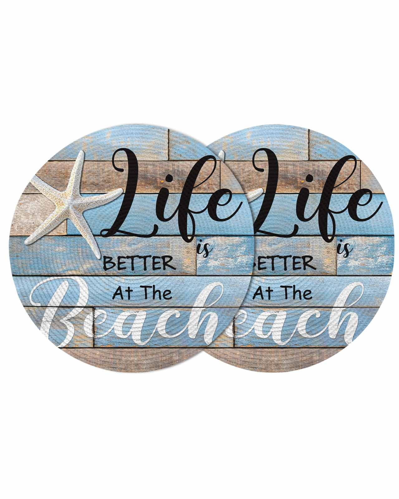 Blue Coastal Nautical Round Table Placemats set of 2, Life Is Better at ...
